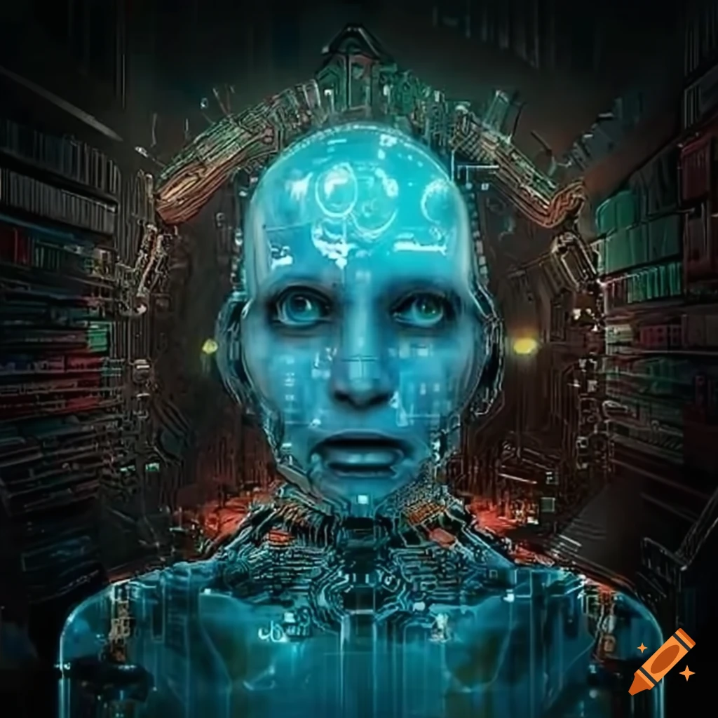 Library with artificial intelligence technology on Craiyon
