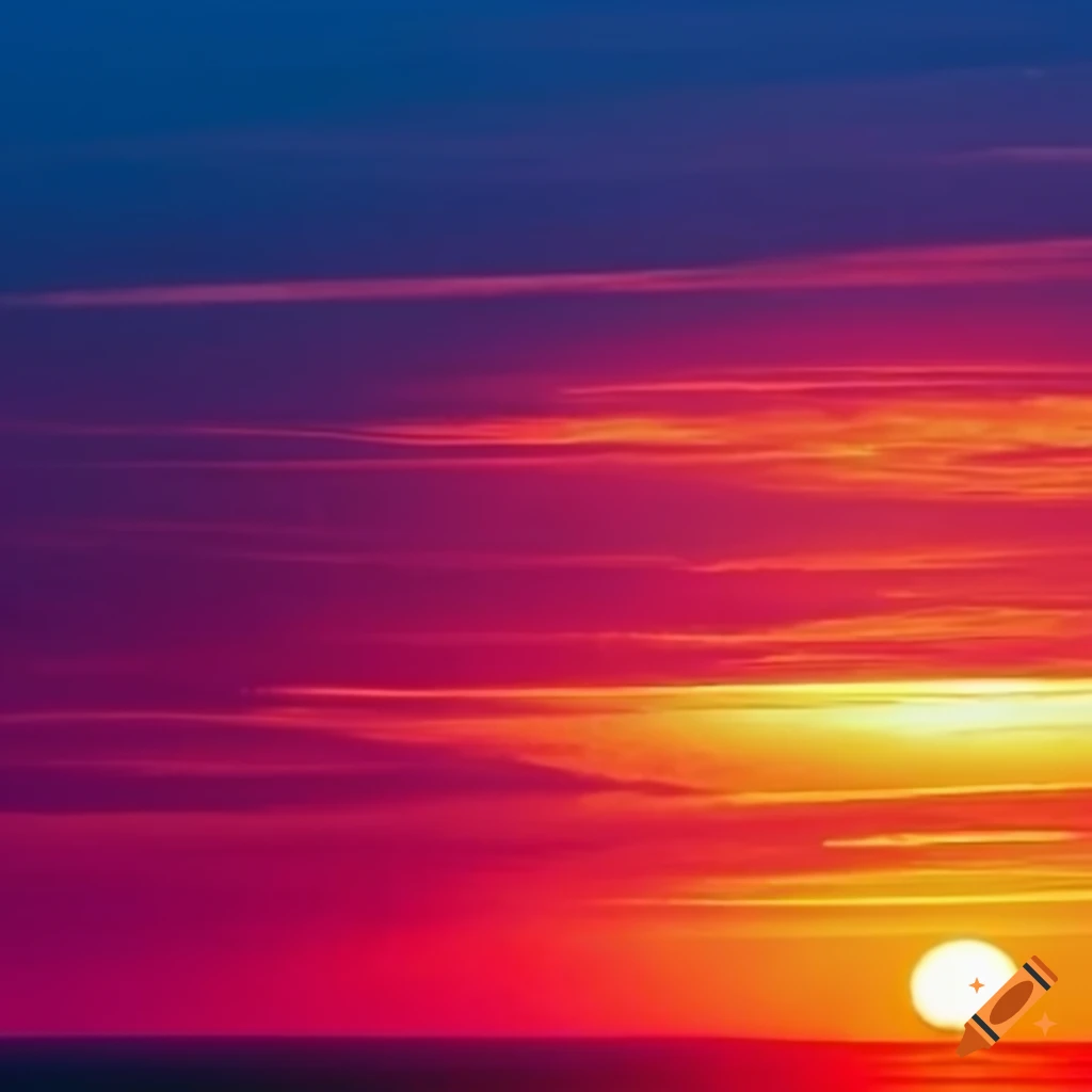 Mystic blue and red sunset on Craiyon