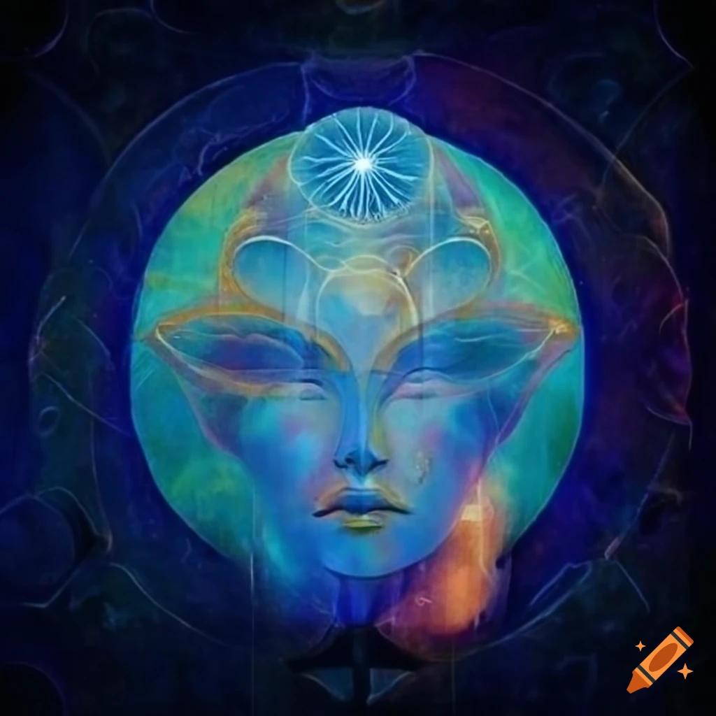 Futuristic psychedelic art with sacred geometry and alien symbols on ...