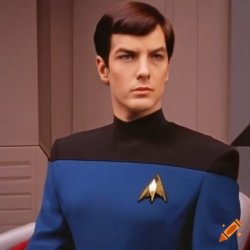 Vulcan guy in Starfleet uniform portraying a doctor on Craiyon