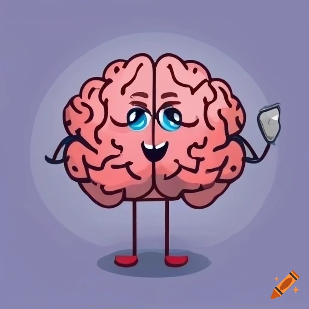 Happy and cute brain holding heavy objects on Craiyon