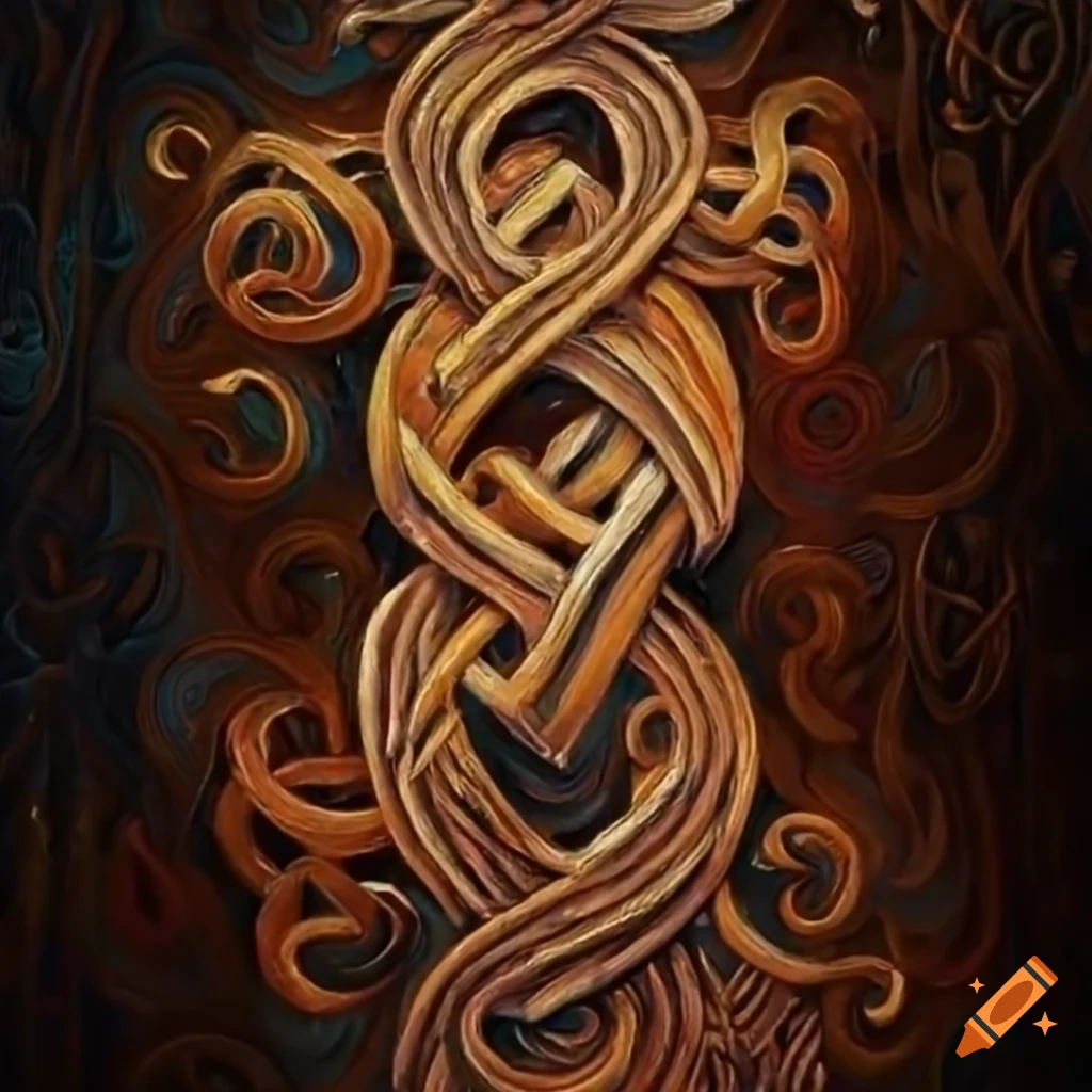 Intricate and detailed viking knot design in mammen style on Craiyon