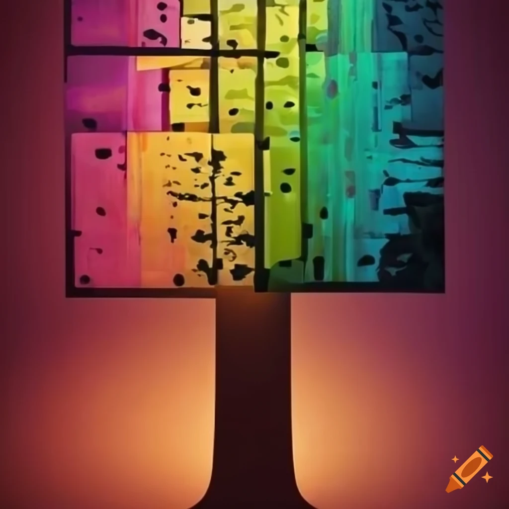 Abstract oak tree artwork created with rectangles on Craiyon