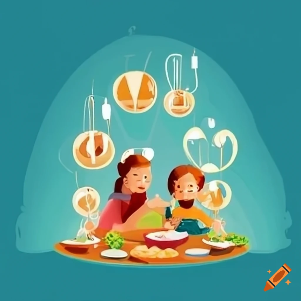 Family dinner time icons on Craiyon