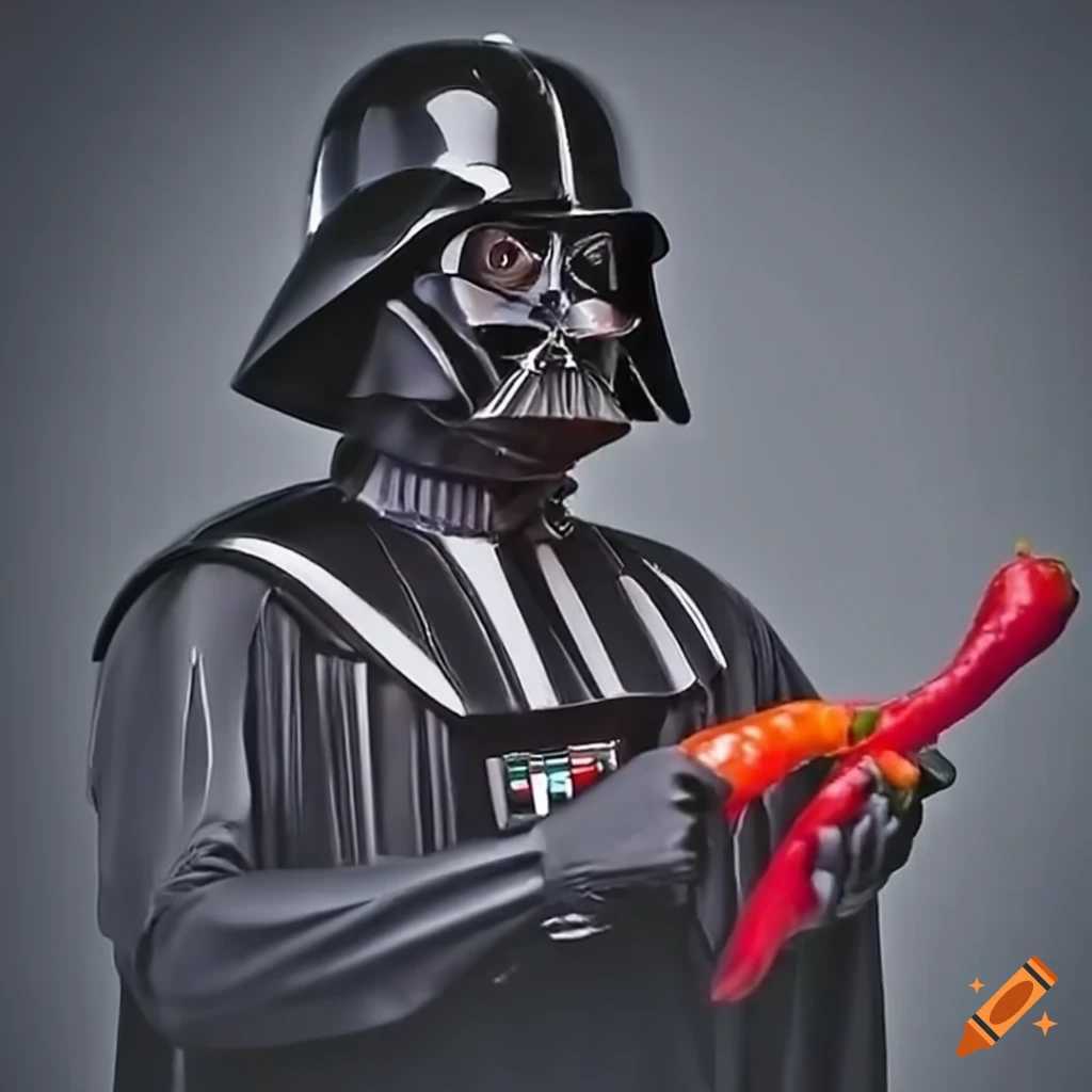 Darth Vader eating a spicy red pepper on Craiyon