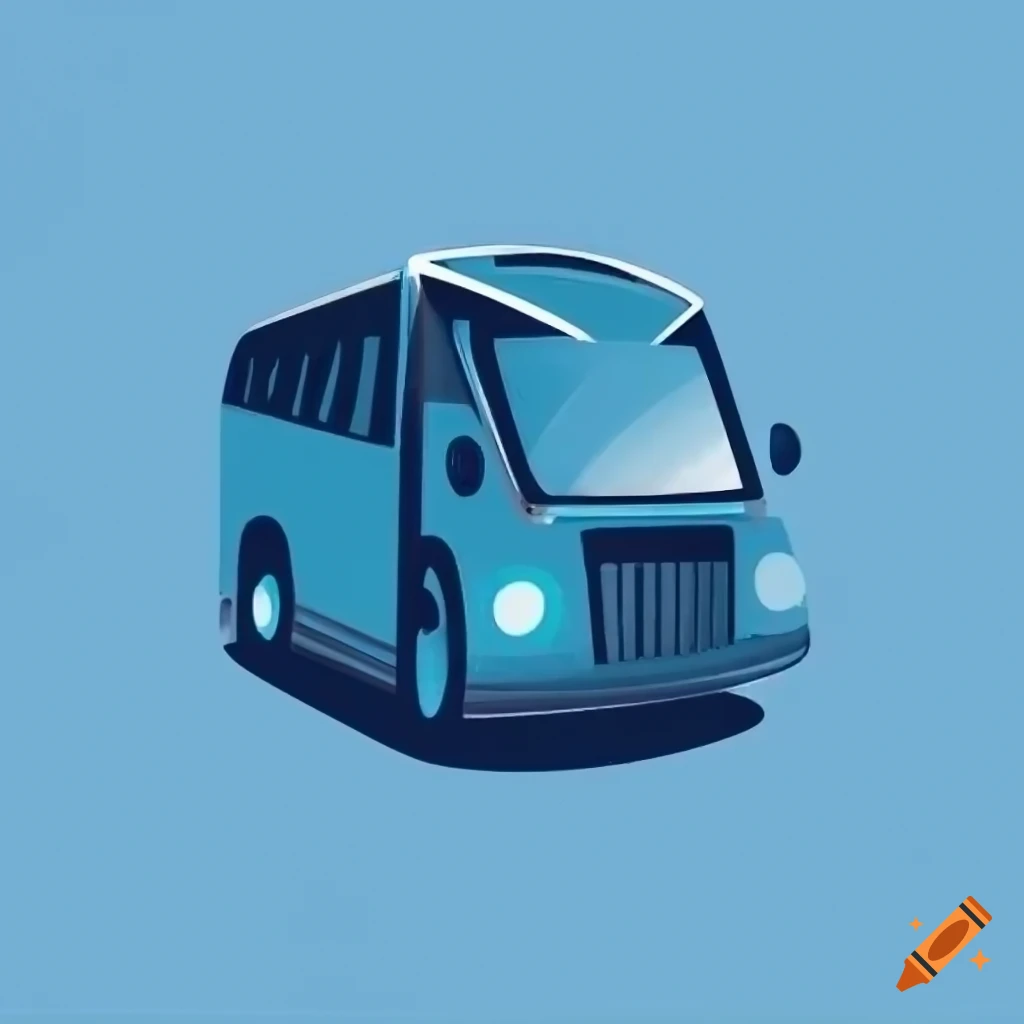 Pastel blue monochrome bus business logo on Craiyon