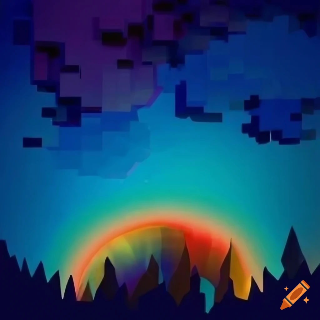 Abstract landscape with multicolored hexagon-shaped buildings and ...