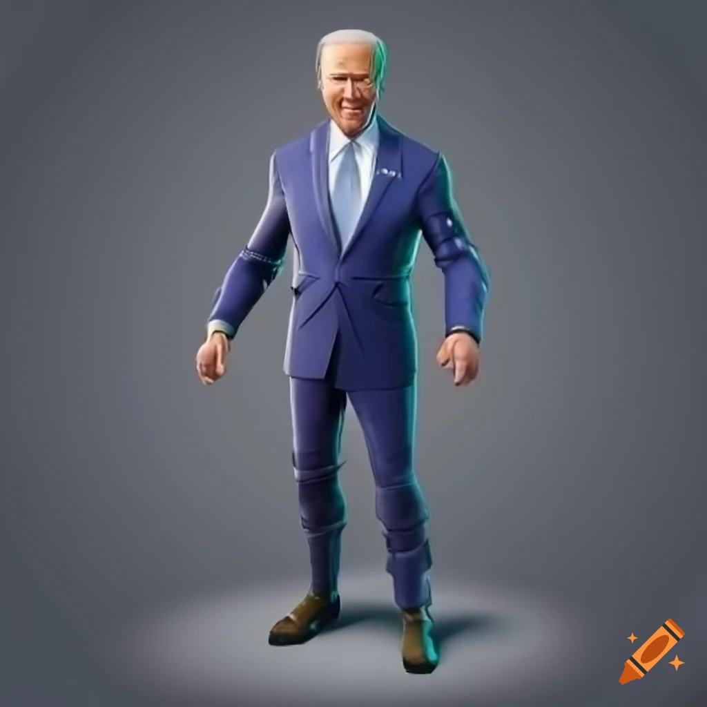 Joe biden in fortnite skin on dark gray background on Craiyon
