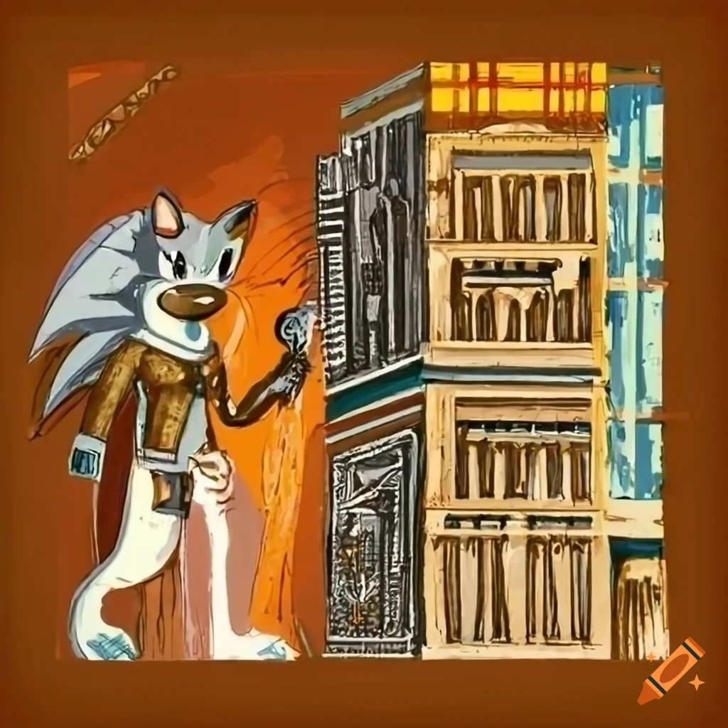 Anthro animals in a futuristic ancient Egyptian city with metal and ...