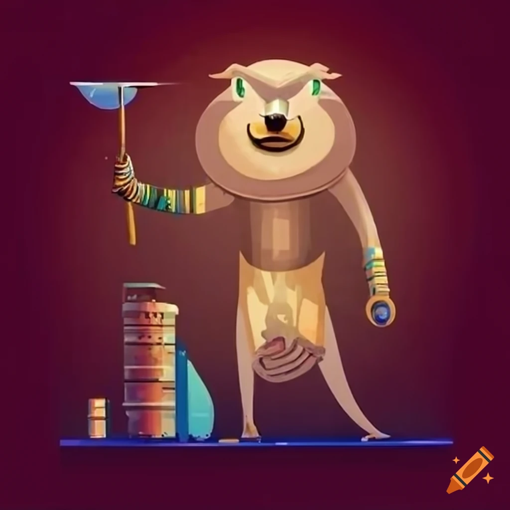 Anthropomorphic animals exploring an ancient Egyptian metropolis with ...