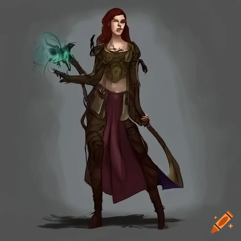 Female half-elf wizard casting magic in dungeon and dragons style on ...