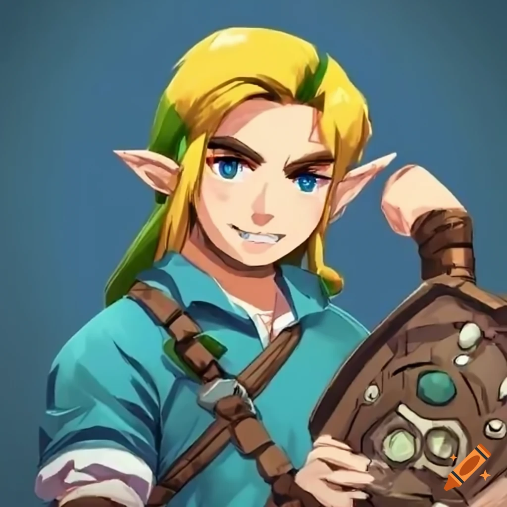 Legend of zelda character link in a field wearing textile garment on ...