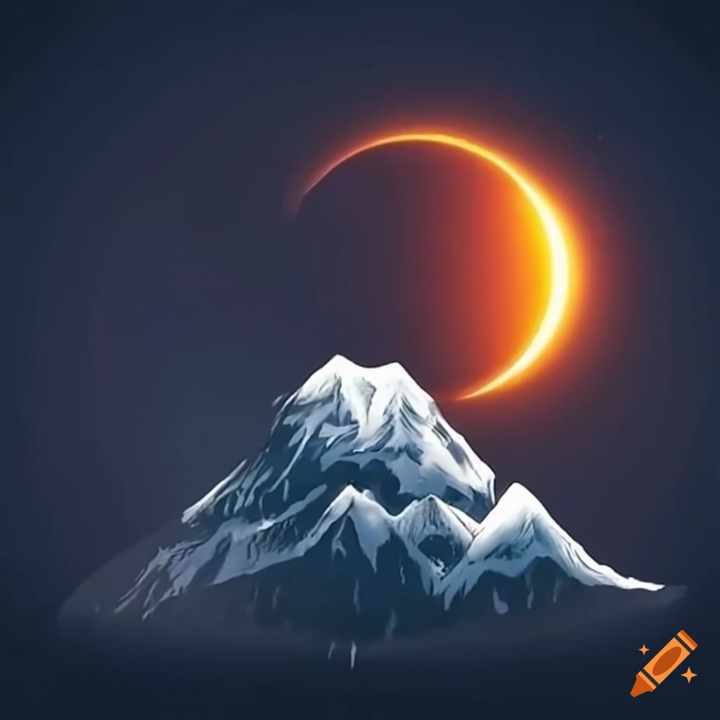 Solar eclipse viewed from a mountain on Craiyon