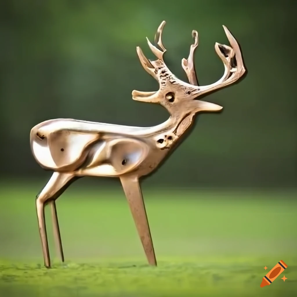 Metal deer sculpture on Craiyon