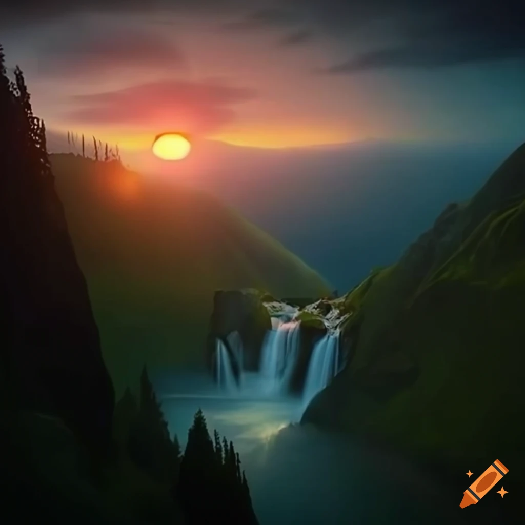 Ultra HD realistic nature scene with blossoms, waterfalls, flowers ...