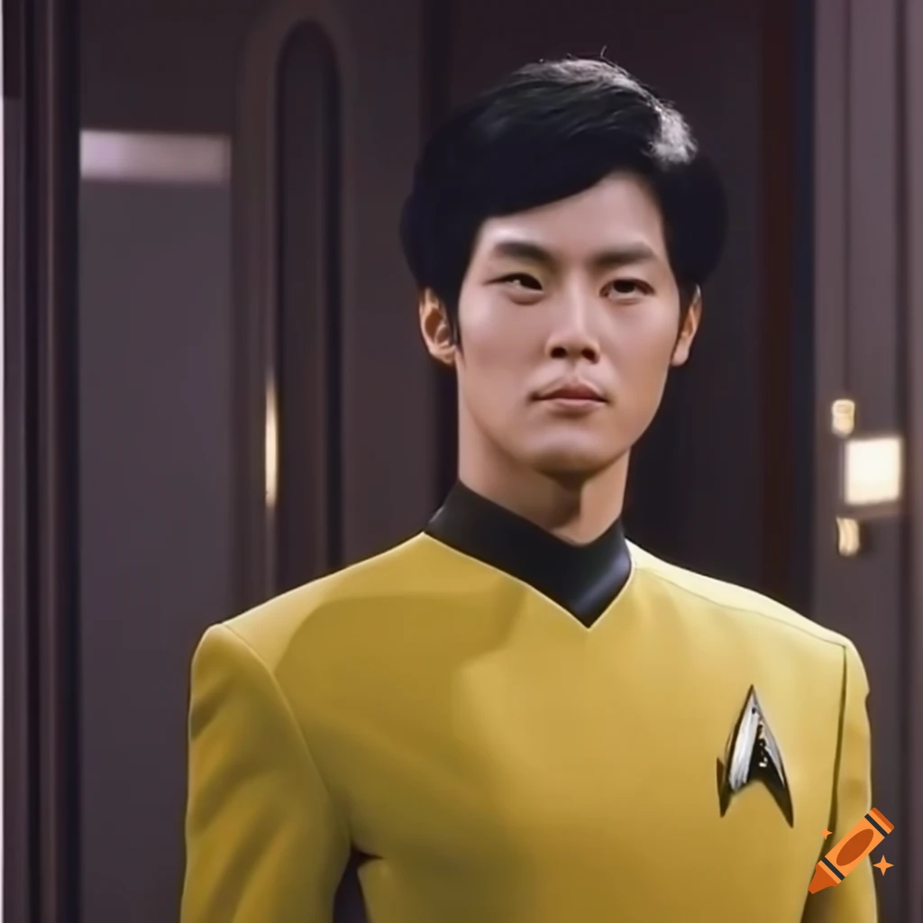 Korean person in yellow Starfleet uniform on Craiyon