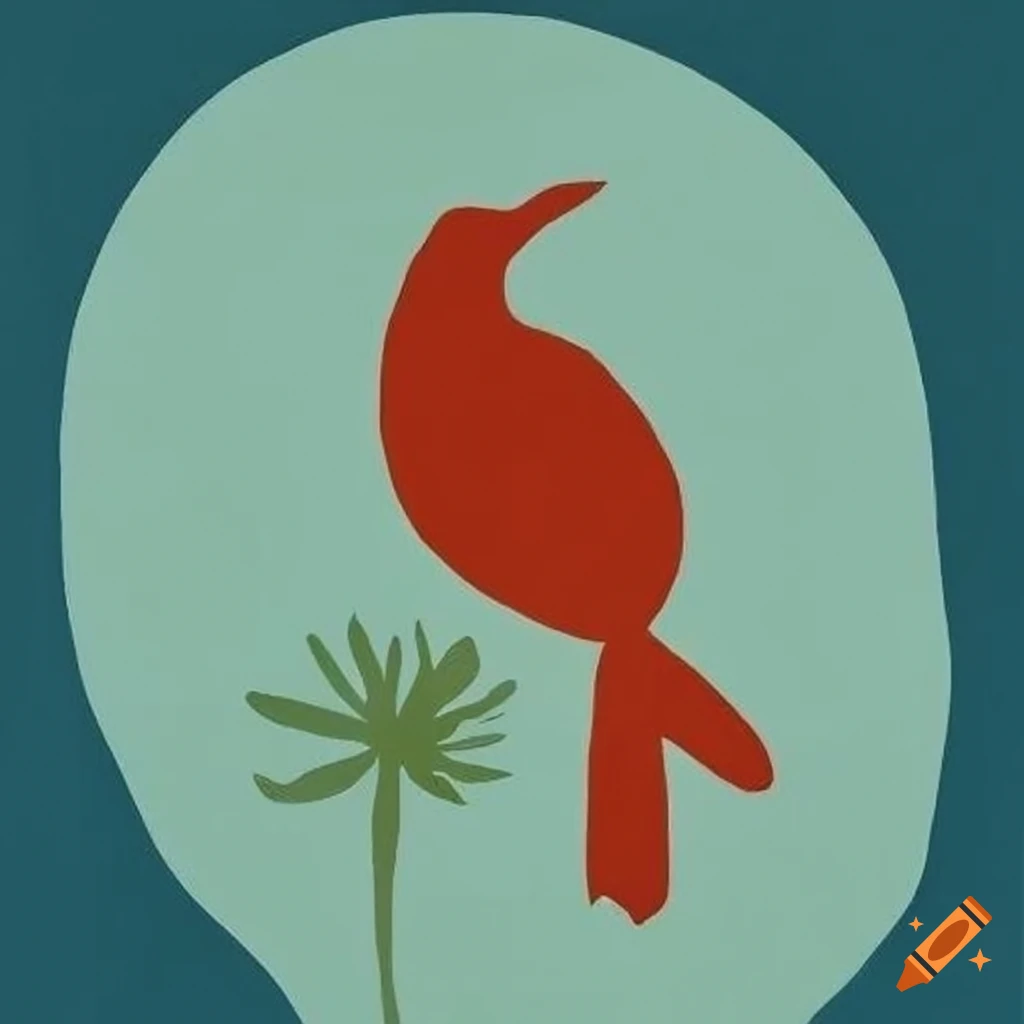 Matisse bird holding flower in minimalist style on Craiyon