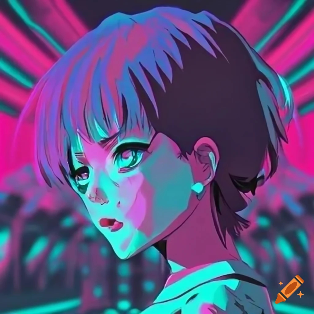 Anime vaporwave aesthetic on Craiyon