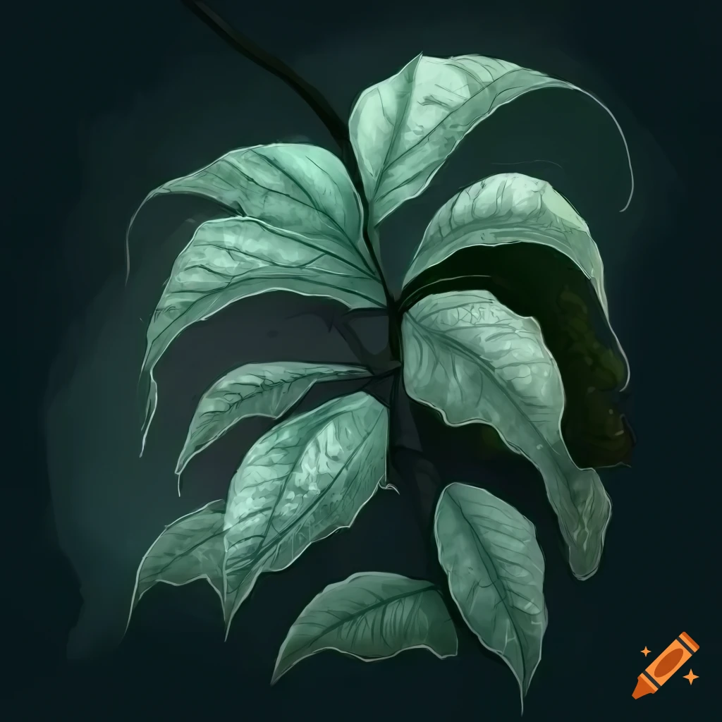 DnD style artwork of Windleaf plant with gossamer-thin silvery leaves ...