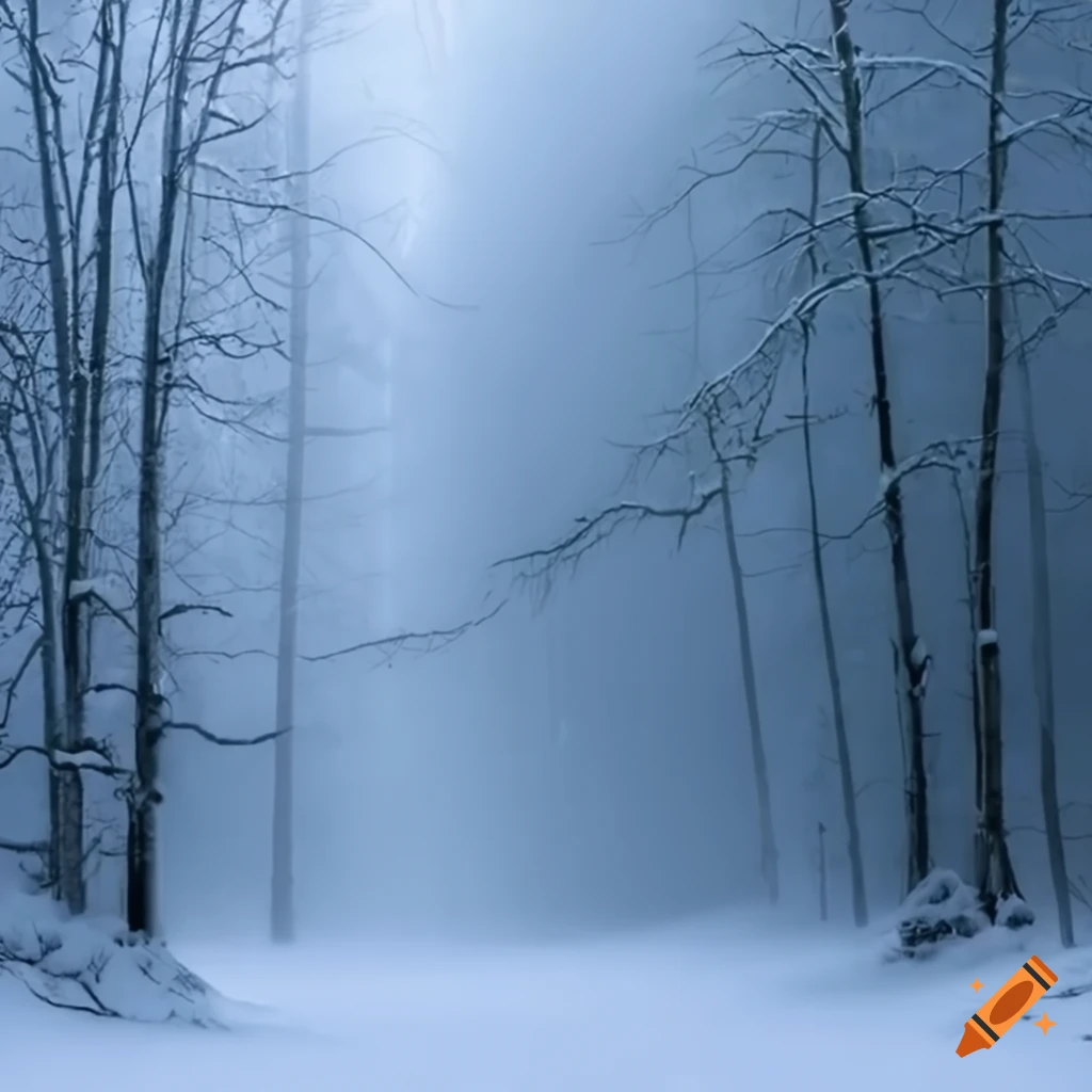 Misty snow forest with high definition detailed resolution on Craiyon