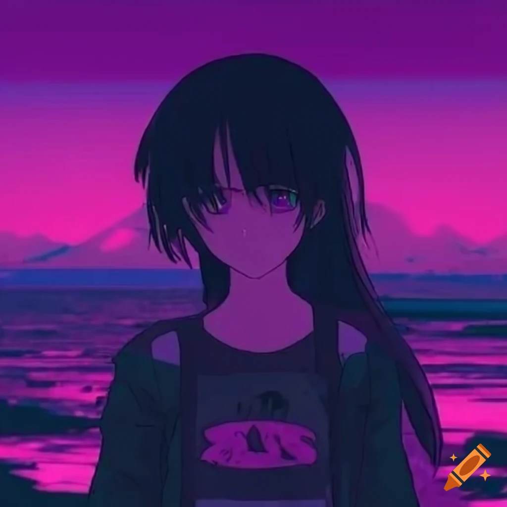 Anime vaporwave aesthetic on Craiyon