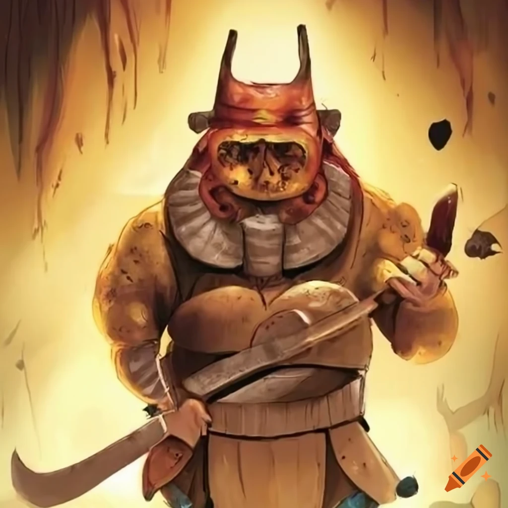Potato warrior character on Craiyon