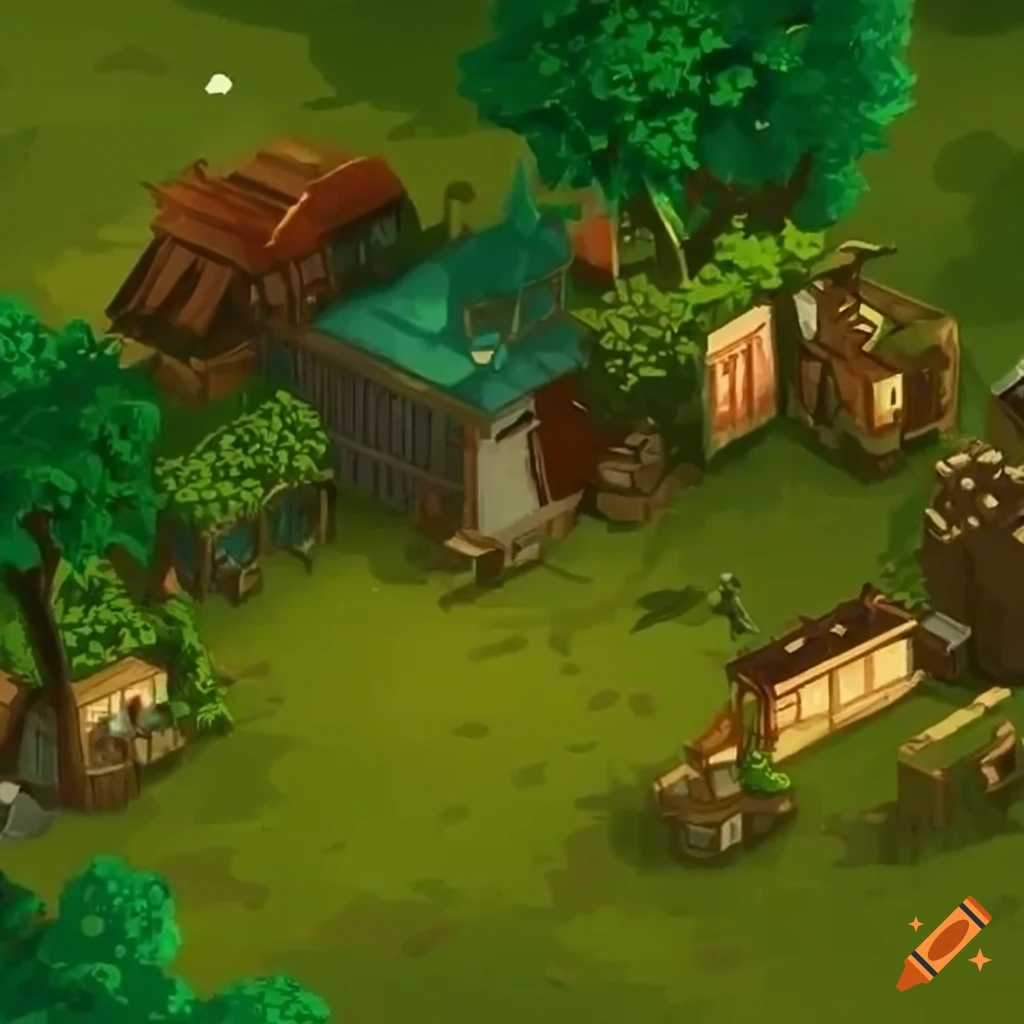 Isometric meadow in an rpg game on Craiyon