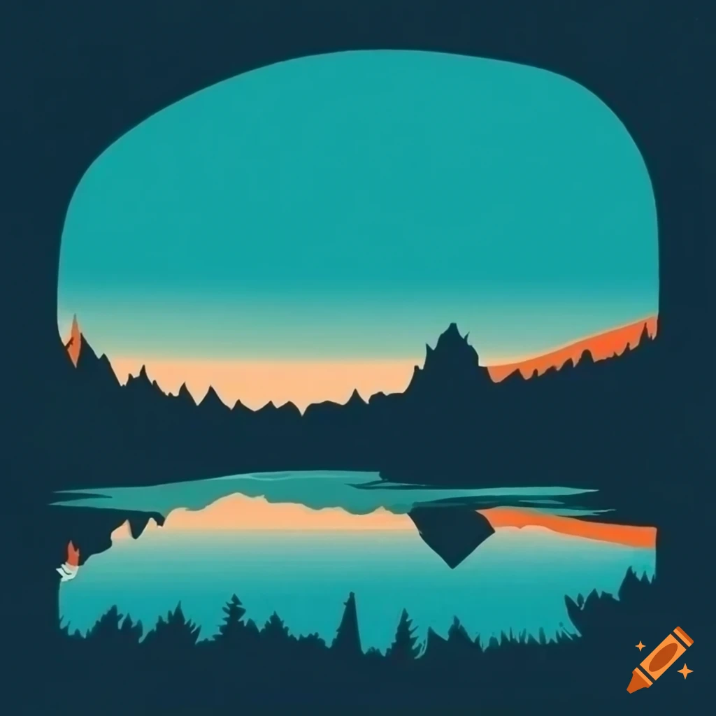 Minimal woodcut of winter scene with river and trees on Craiyon