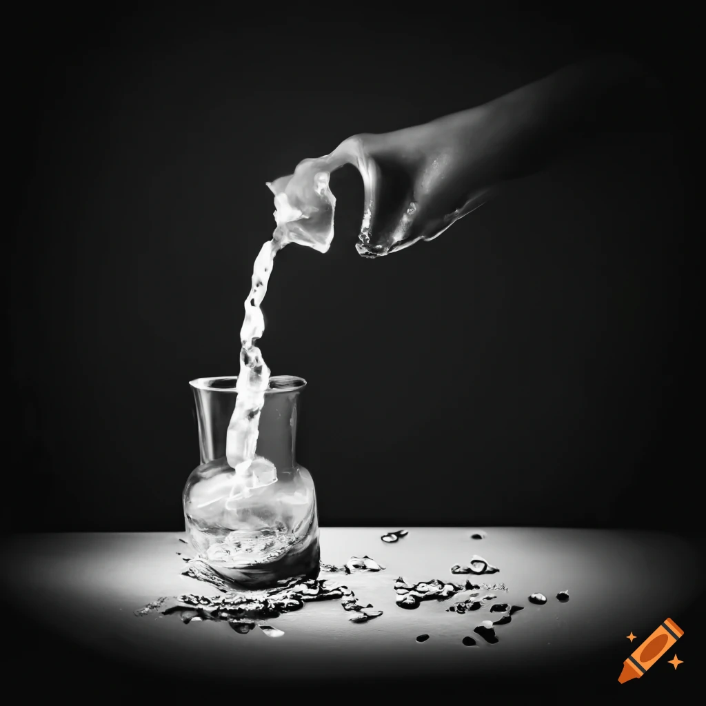 Hand pouring libation in black and white on Craiyon