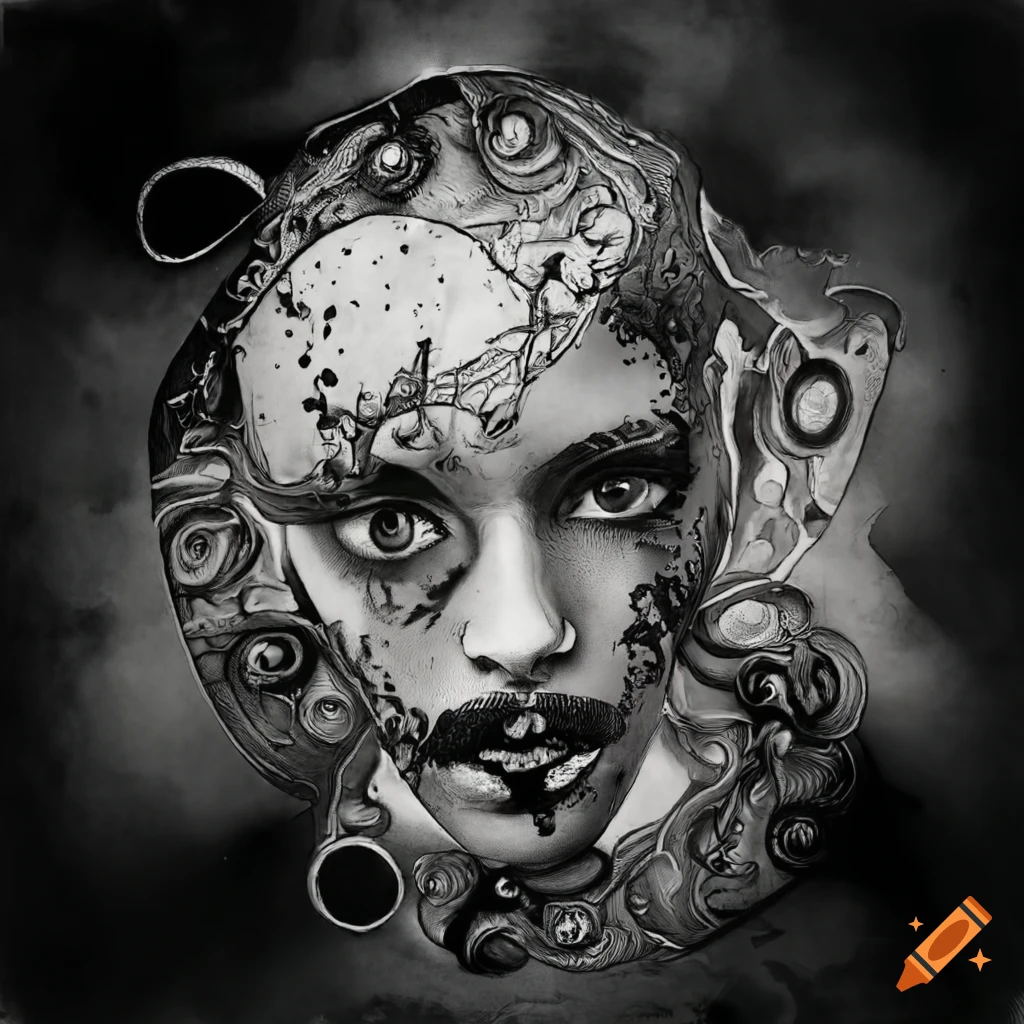 Complex surreal gothic art flowchart with symbolic designs inspired by ...