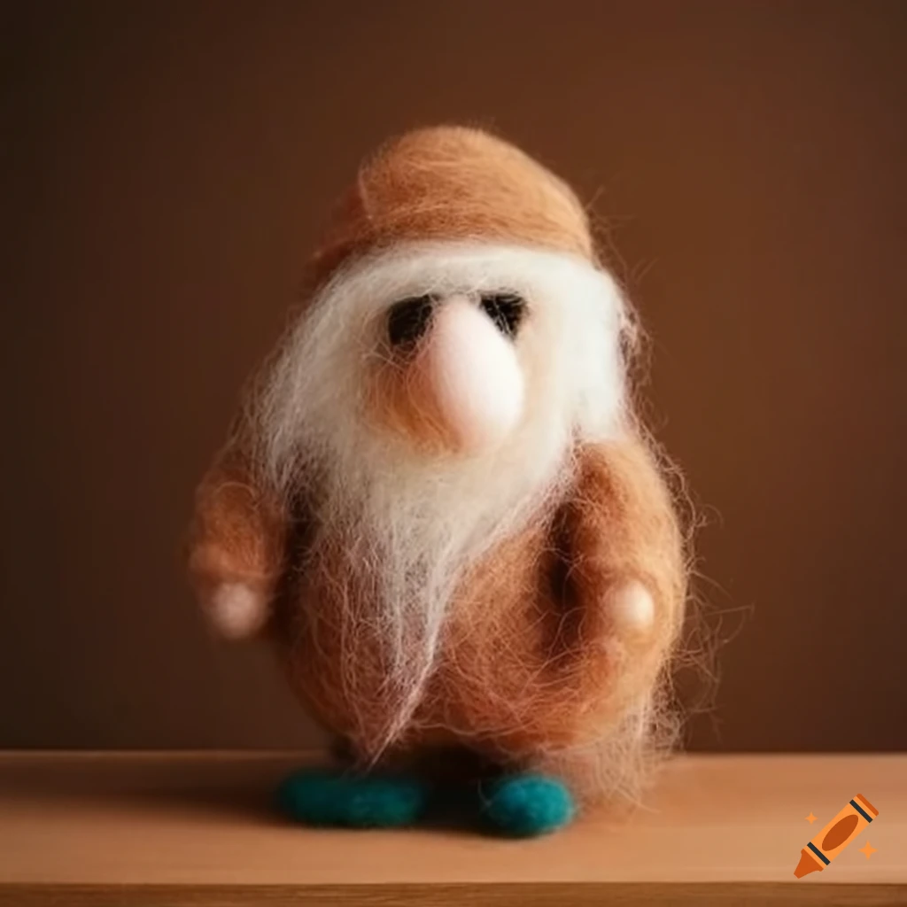 Grumpy creatures crafted from felted wool on Craiyon