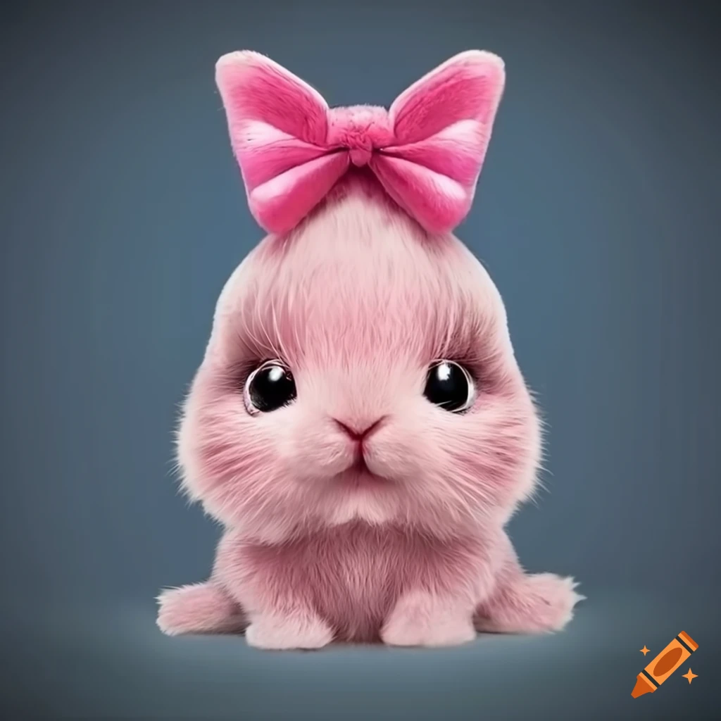 Adorable bunny with pink bow accessory on Craiyon