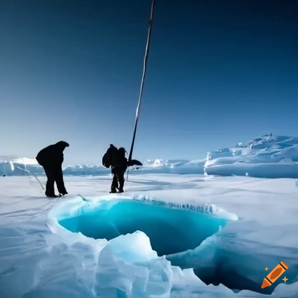 2050 Antarctic group digging in ice on Craiyon