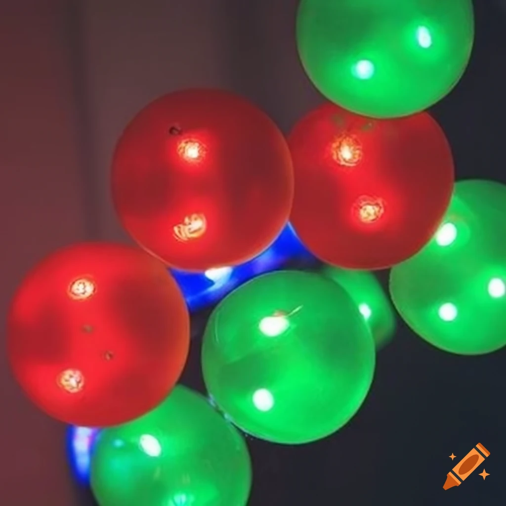 Red, green, and blue round orb lights floating on Craiyon