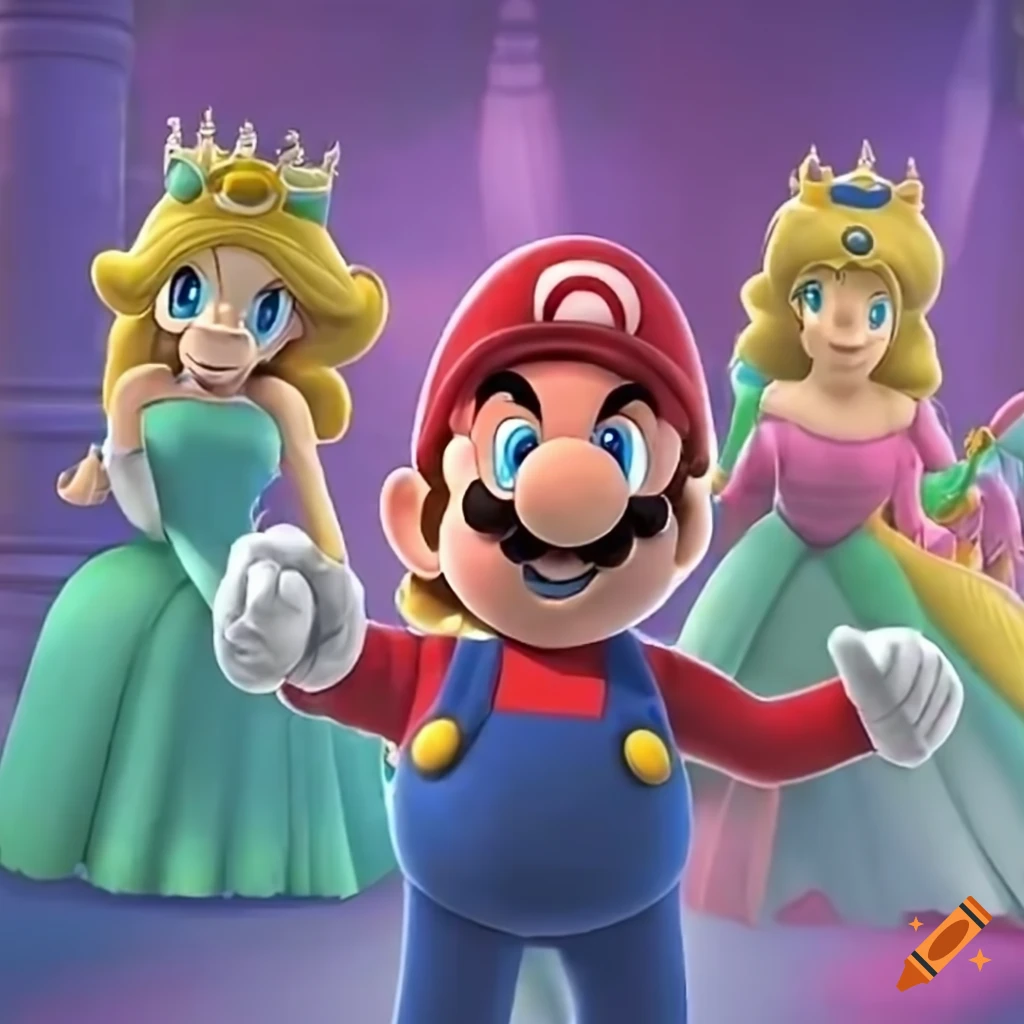Mario and Luigi rescuing the princess from the dragon castle in high ...