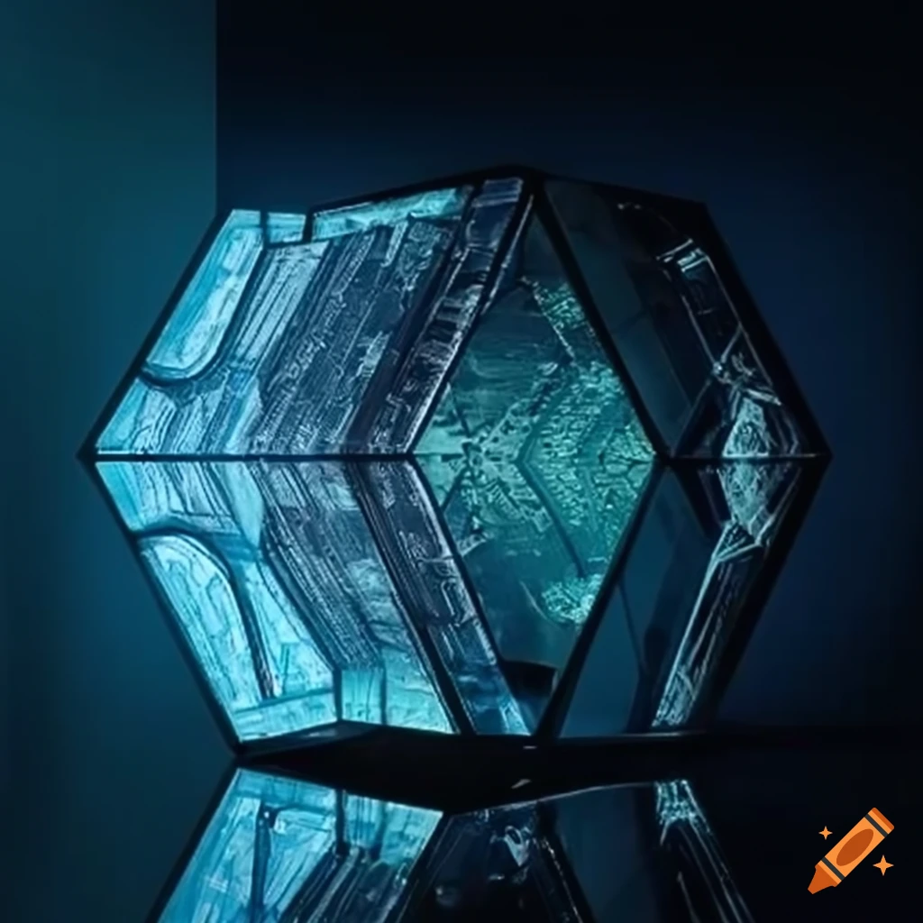 Innovative digital interface with glass panels and geometric shapes on ...