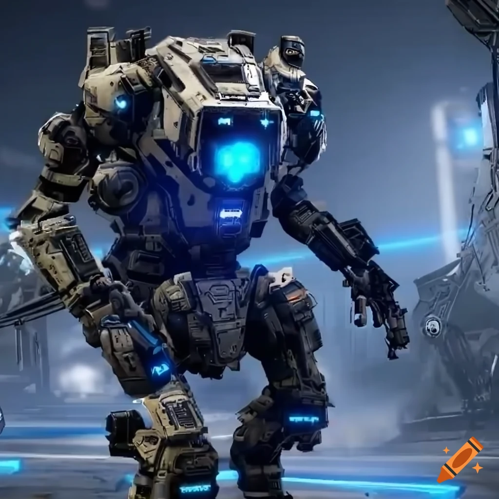 Titanfall mech in 4k full hd in black and blue on Craiyon