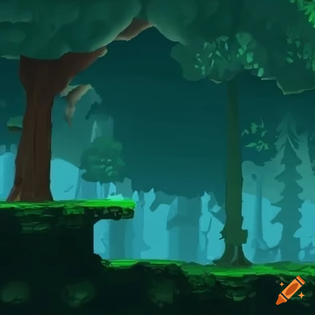 2D platformer tileset with ground and surroundings for a 2D game on Craiyon