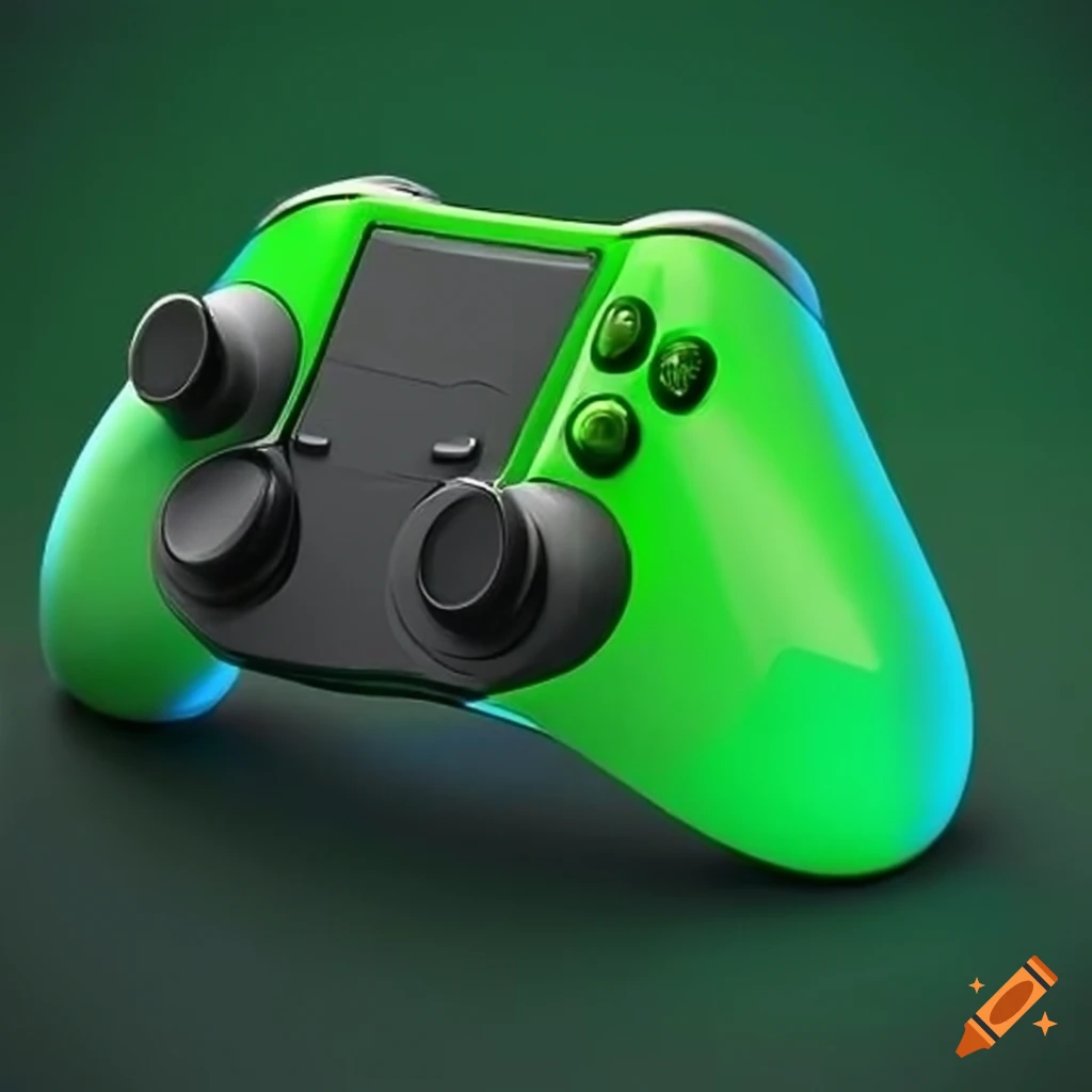 Futuristic green game controller on Craiyon