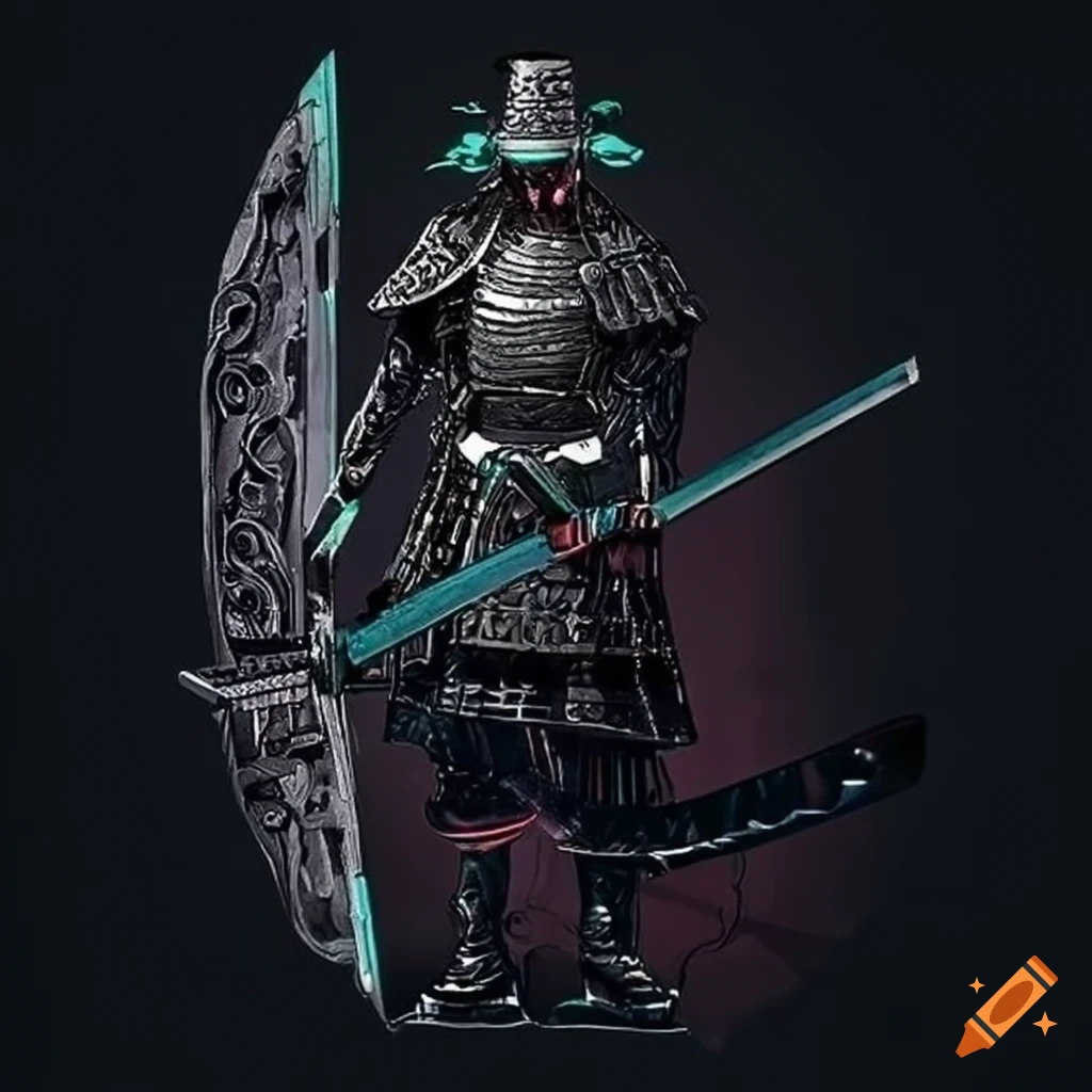 Futuristic samurai sword with cybernetic designs on Craiyon