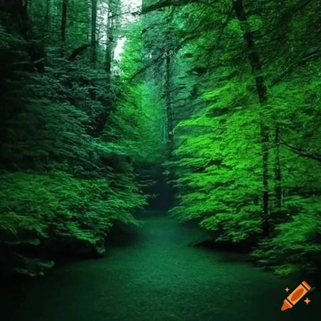 Inspirational green nature concept in darkness on Craiyon