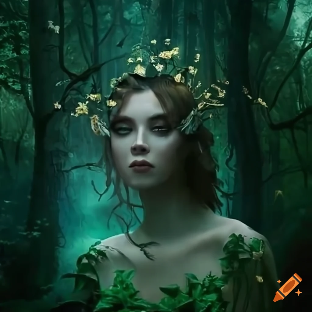 Lady in a magical forest in super sharp 8K quality on Craiyon