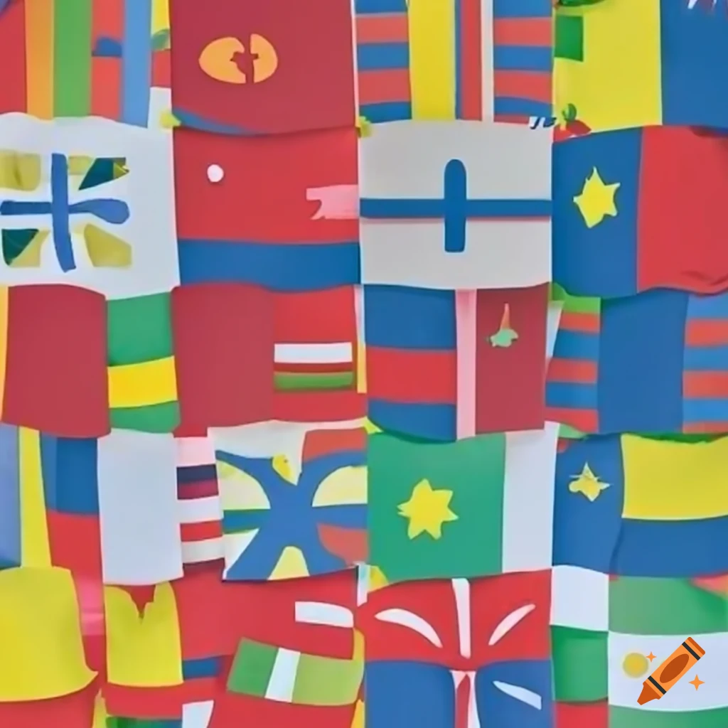 Children's flag collage on Craiyon