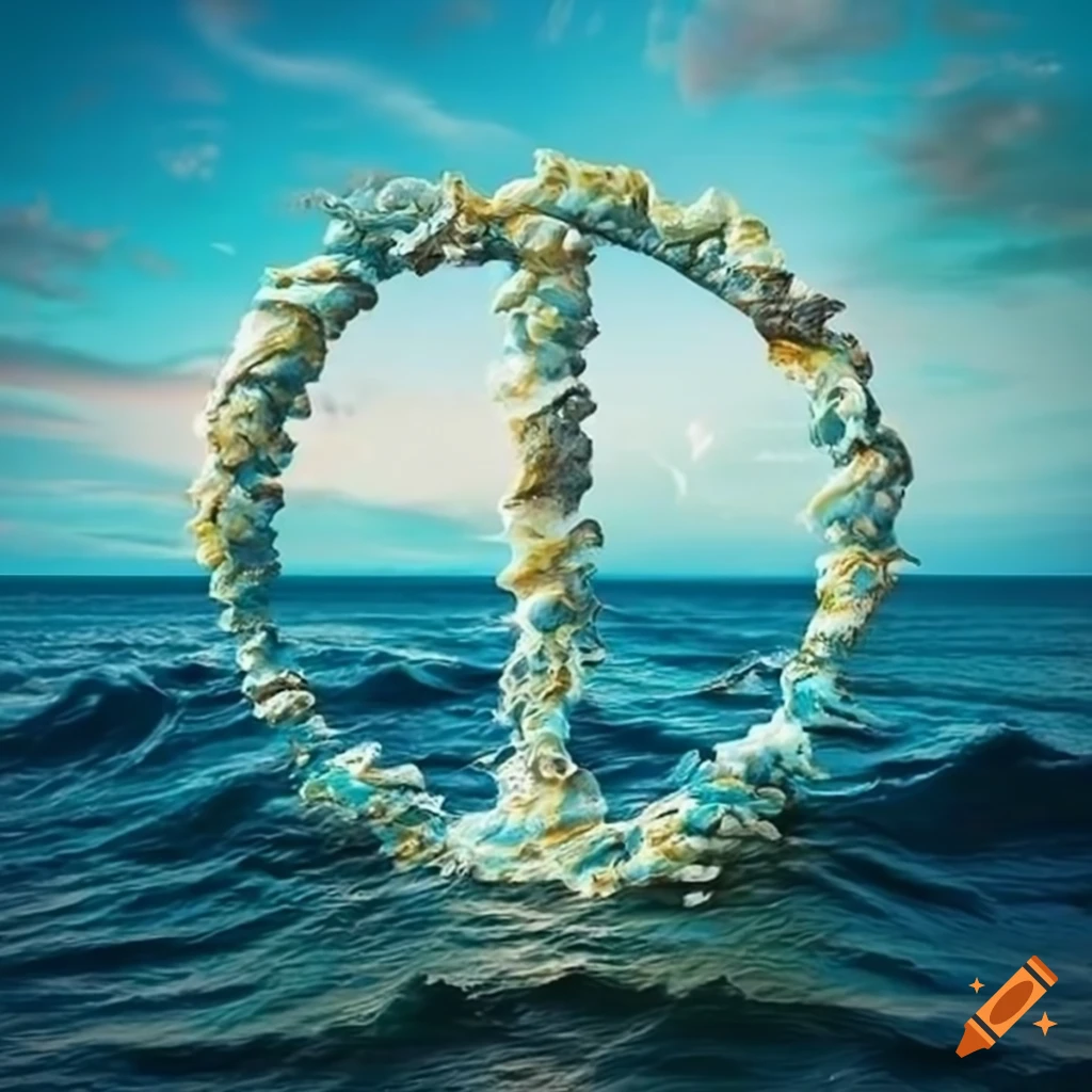 Ocean waves forming a peace sign symbol in unique artwork on Craiyon