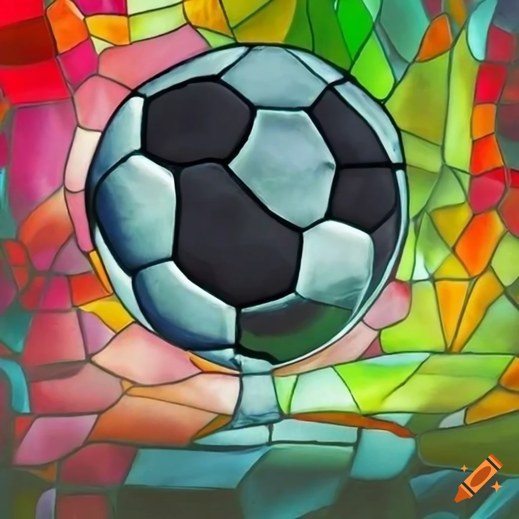 Stained glass depicting soccer theme on Craiyon