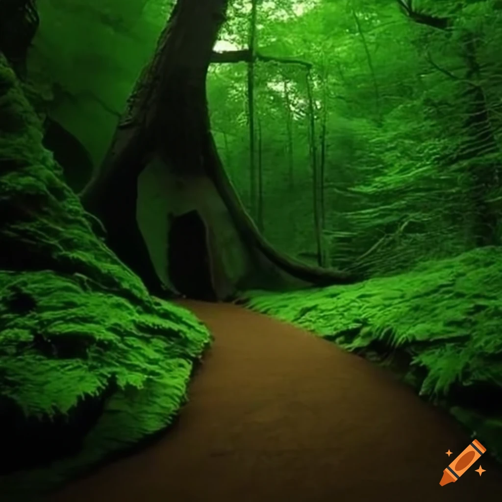 Inspirational green nature concept in darkness on Craiyon