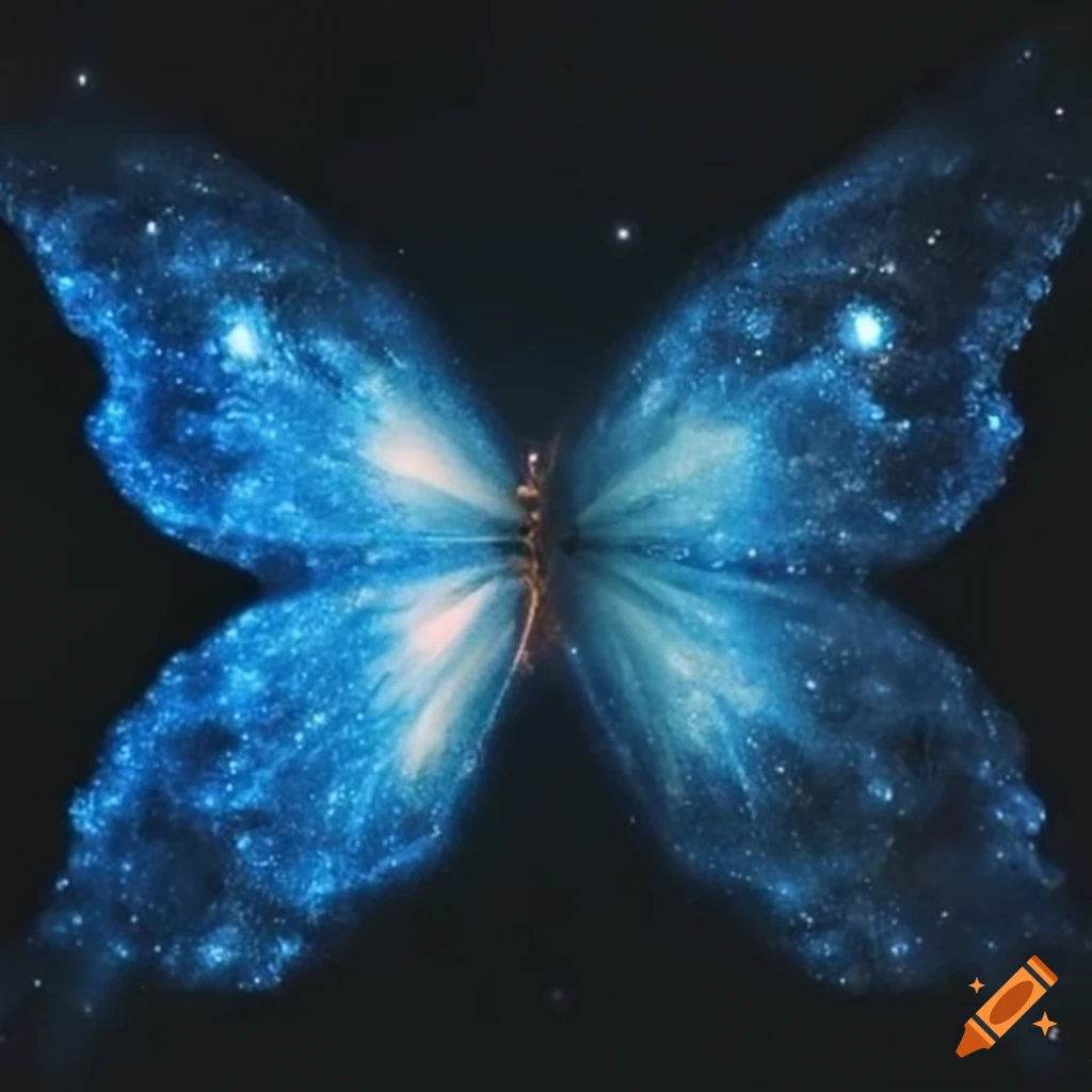 Blue galaxy shaped like a butterfly on Craiyon