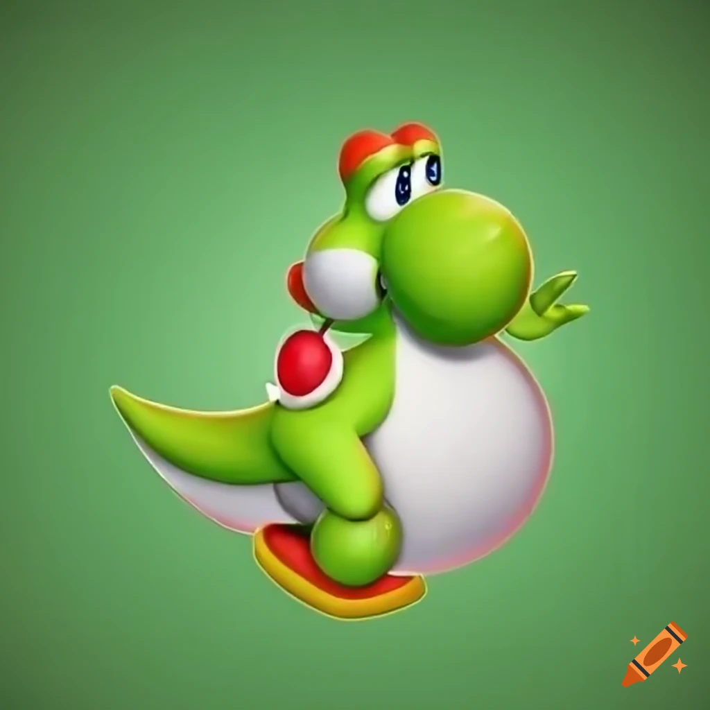 Green Yoshi character with large belly from Super Mario Bros on Craiyon