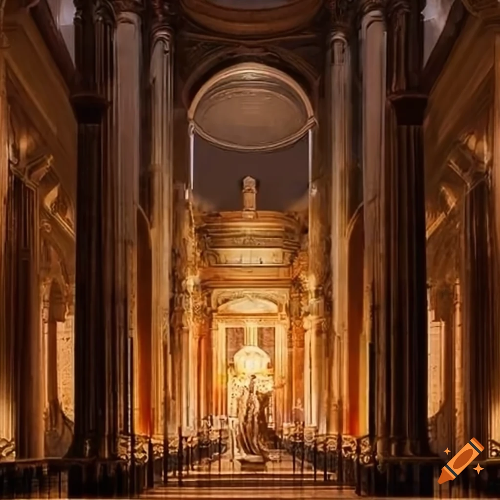 Backlit throne with greek columns in a throne room on Craiyon