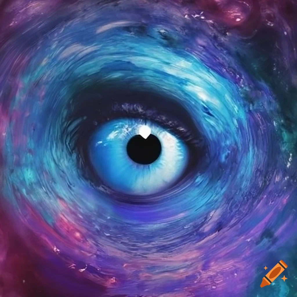 Blue eye in abstract space setting on Craiyon